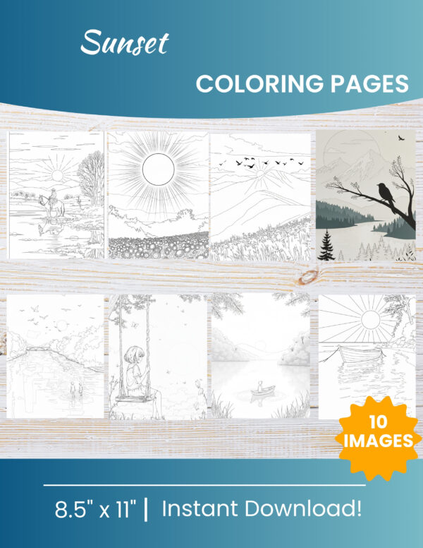 Printable Sunset Coloring Pages for Kids | 10 Free PDF Download