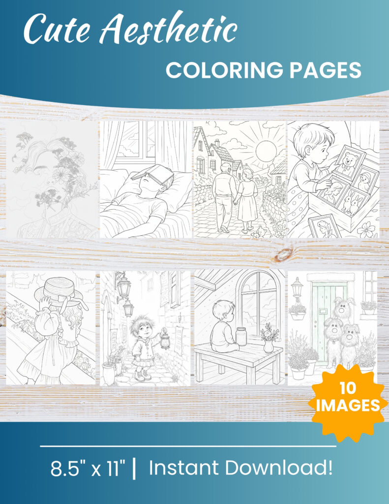Printable Aesthetic Coloring Pages for Kids | 10 Free PDF Download