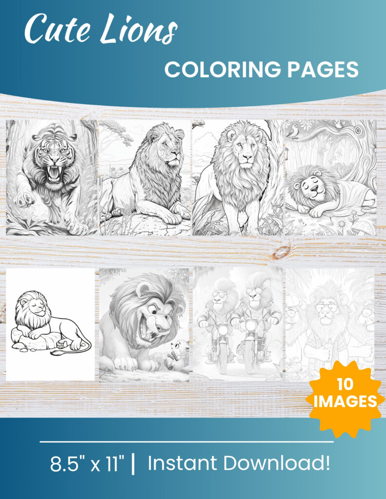 Printable Lion Coloring Pages for Kids | 10 Free PDF Download