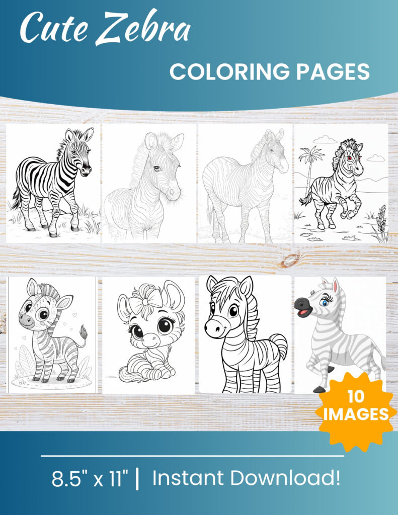 Printable Zebra Coloring Pages for Kids | 10 Free PDF Download